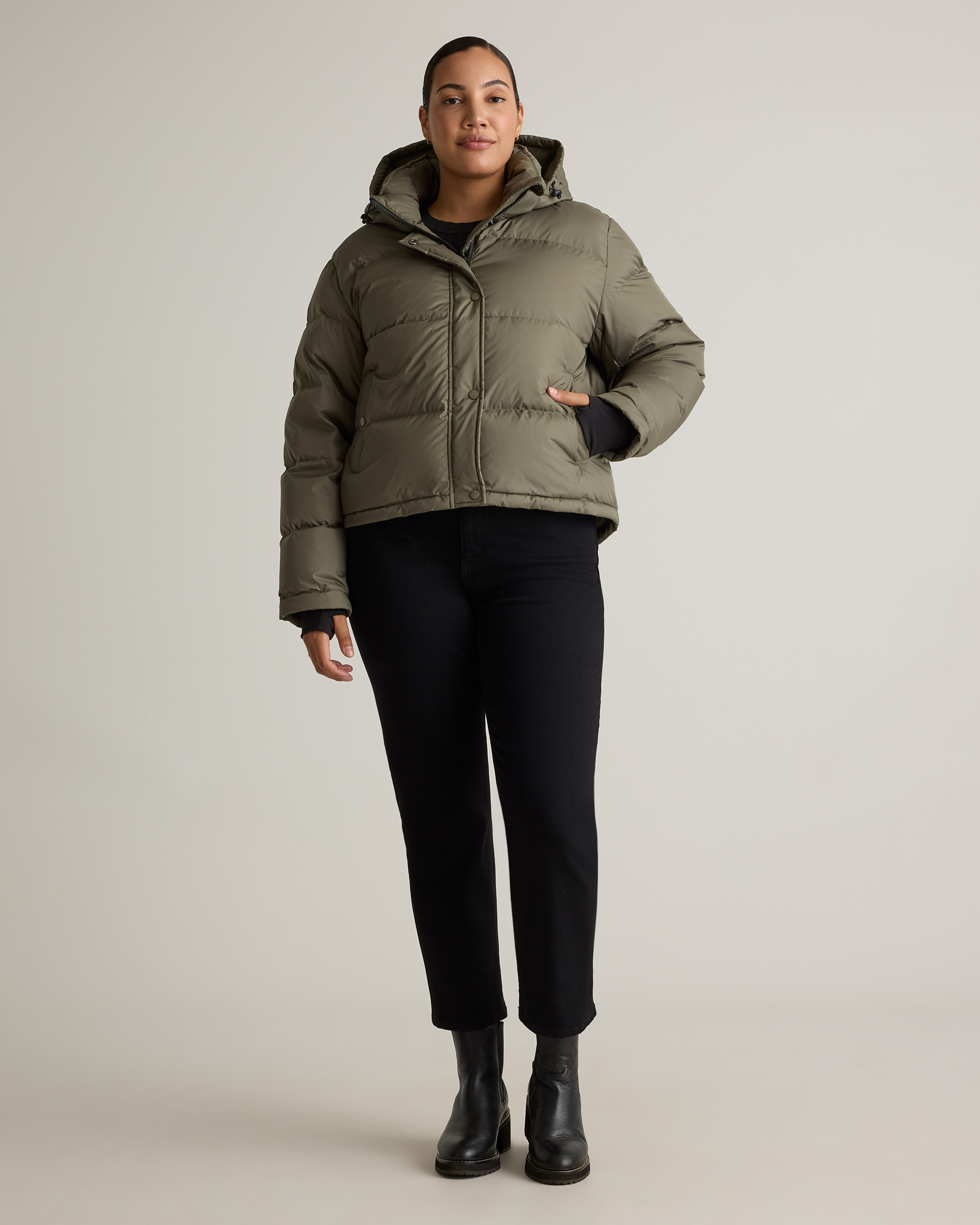 QUINCE Cropped Puffer Jacket